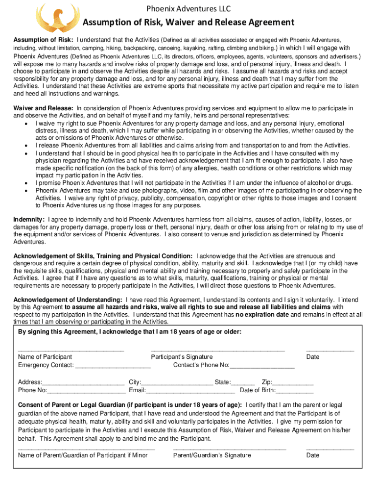 Fillable Online www.lawinsider.comclauseassumption-of-riskASSUMPTION OF ...