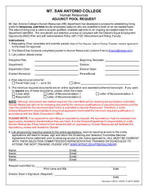 Fillable Online MT. SAC Adjunct Pool Request Fax Email Print - pdfFiller