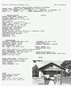 Fillable Online Historic Building Database Form SHPO Inventory ARIZONA ...