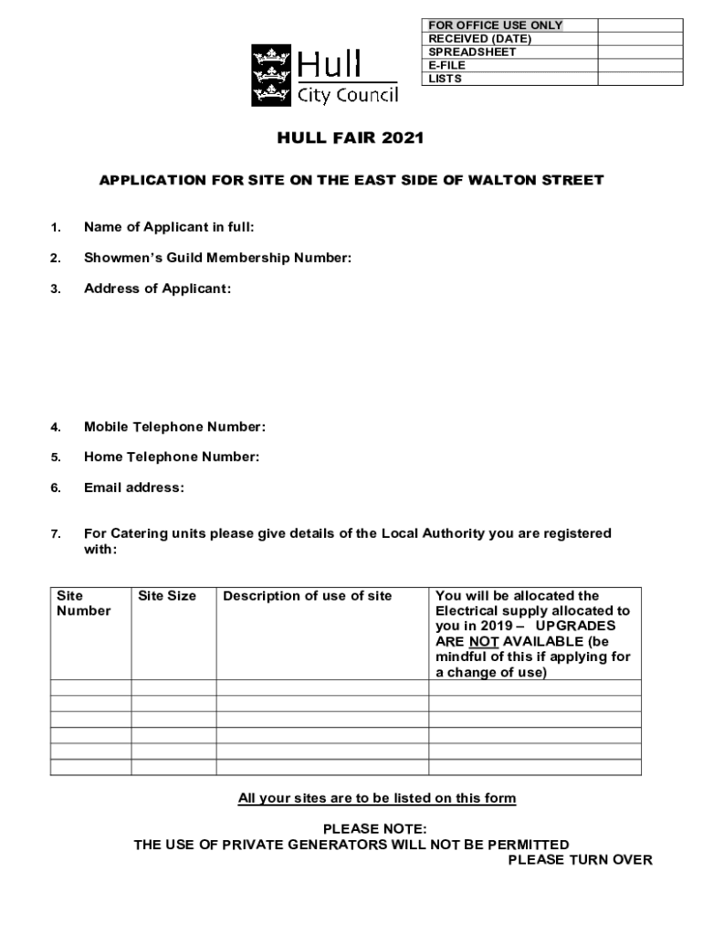 Fillable Online PDF Floating Street Application form - Hull City Council Fax Email Print - pdfFiller