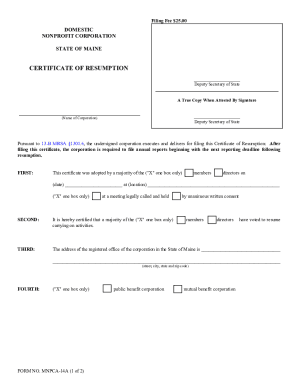 Fillable Online CERTIFICATE OF RESUMPTION Fax Email Print - pdfFiller