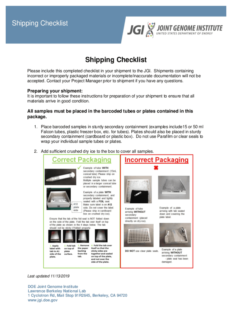 Fillable Online jgi doe Shipping checklistShopify Help CenterPre ...