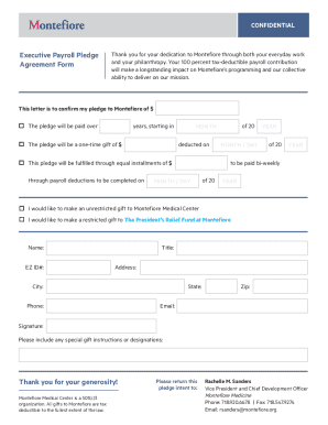 Fillable Online Executive Payroll Pledge Agreement Form - montefiore ...