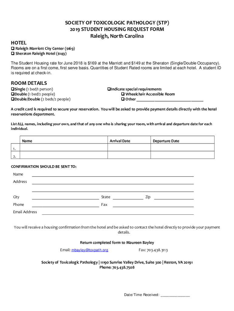 Fillable Online www.toxpath.orgAM2019student-housingStudent Housing ...
