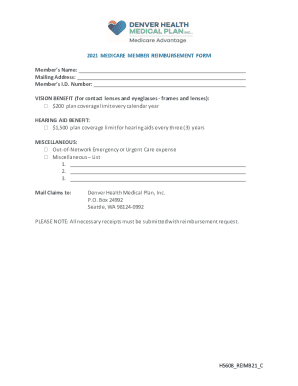 Fillable Online 2021 Medicare Member Reimbursement Form Fax Email Print ...