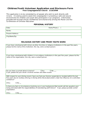 Authorized Children and Youth Volunteer Application and Disclosure ...