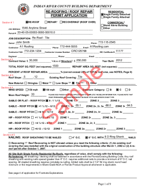 Fillable Online Tile Sample Re-Roof Application Fax Email Print - pdfFiller