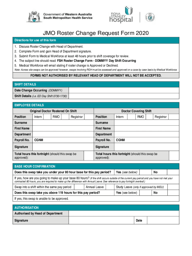 Fillable Online JMO Roster Change Request Form 2018 Fax Email Print ...