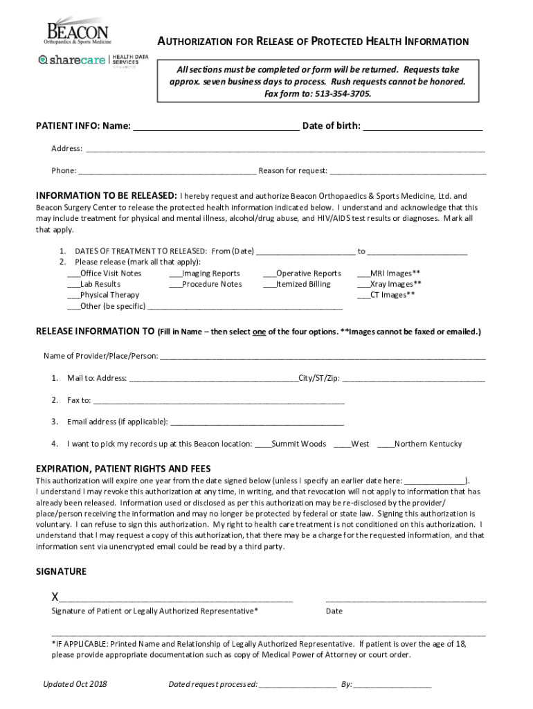 Fillable Online www.beaconortho.com wp-content uploadsPATIENT INFO: Name: Date of birth ...
