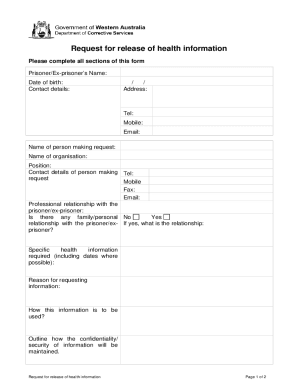 Fillable Online Request for release of health information. Application ...