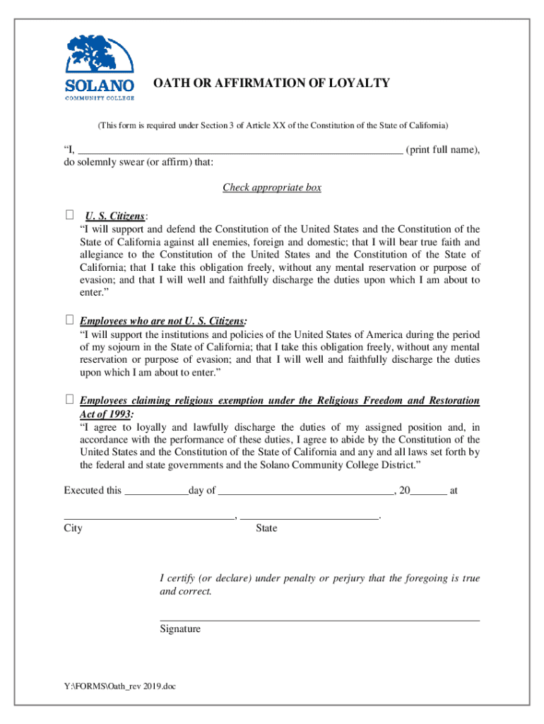 Fillable Online Oath/Affirmation of Public Officers - Department of State Fax Email Print ...