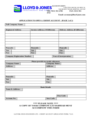 APPLICATION TO OPEN A CREDIT ACCOUNT - (PAGE 1 of 3) Doc Template ...