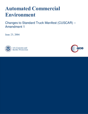 Fillable Online Changes to Standard Truck Manifest (CUSCAR)Amendment 1 ...