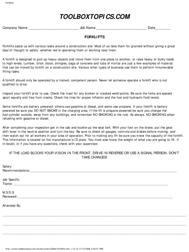 Fillable Online Forklift Operator Resume Example Company Name - Sacramento, California Fax Email ...