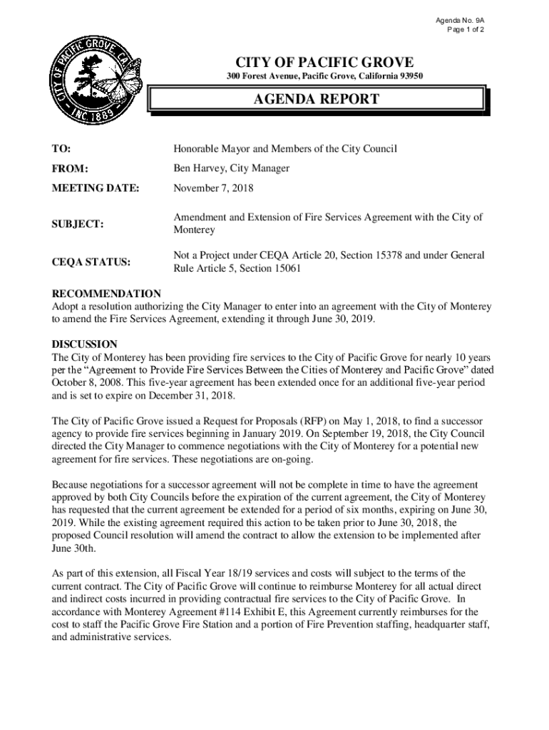 Fillable Online CITY OF PACIFIC GROVE Page 1 of 4 300 Forest Avenue ...