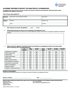 Fillable Online Academic Referee's Report for Research Candidature ...