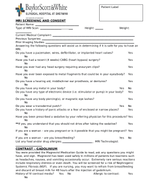Safety Screening for Magnetic Resonance (MR) Procedures Doc Template ...