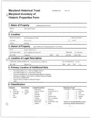 Fillable Online Maryland Historical Trust inventory NO HO-0903 Maryland ...