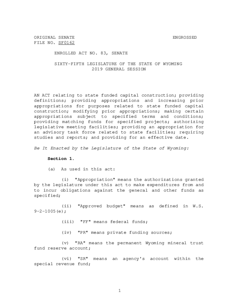 Fillable Online ORIGINAL SENATE ENGROSSED FILE NO. SF0120 ENROLLED ACT ...