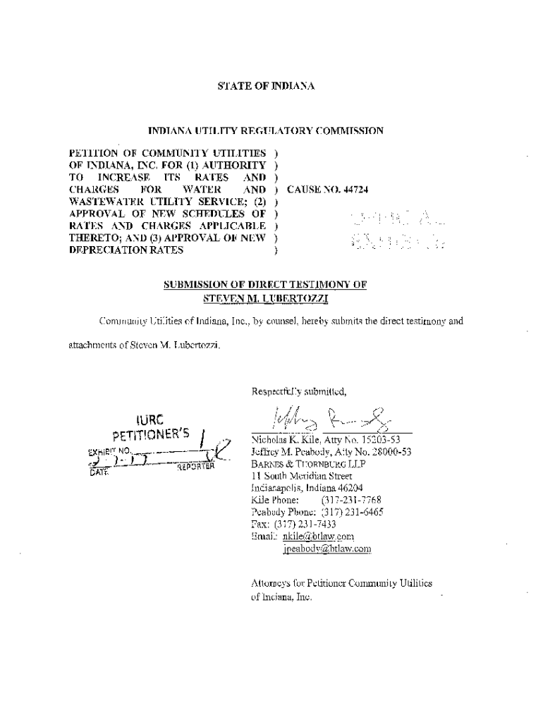 Fillable Online iurc.portal.in.goventitySTATE OF INDIANA PETITION OF ...
