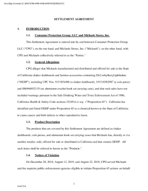 Fillable Online oag ca 1 SETTLEMENT AGREEMENT 1. INTRODUCTION 1.1. Consumer ... Fax Email Print ...