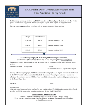 Fillable Online MCC Payroll Direct Deposit Authorization Form Fax Email ...