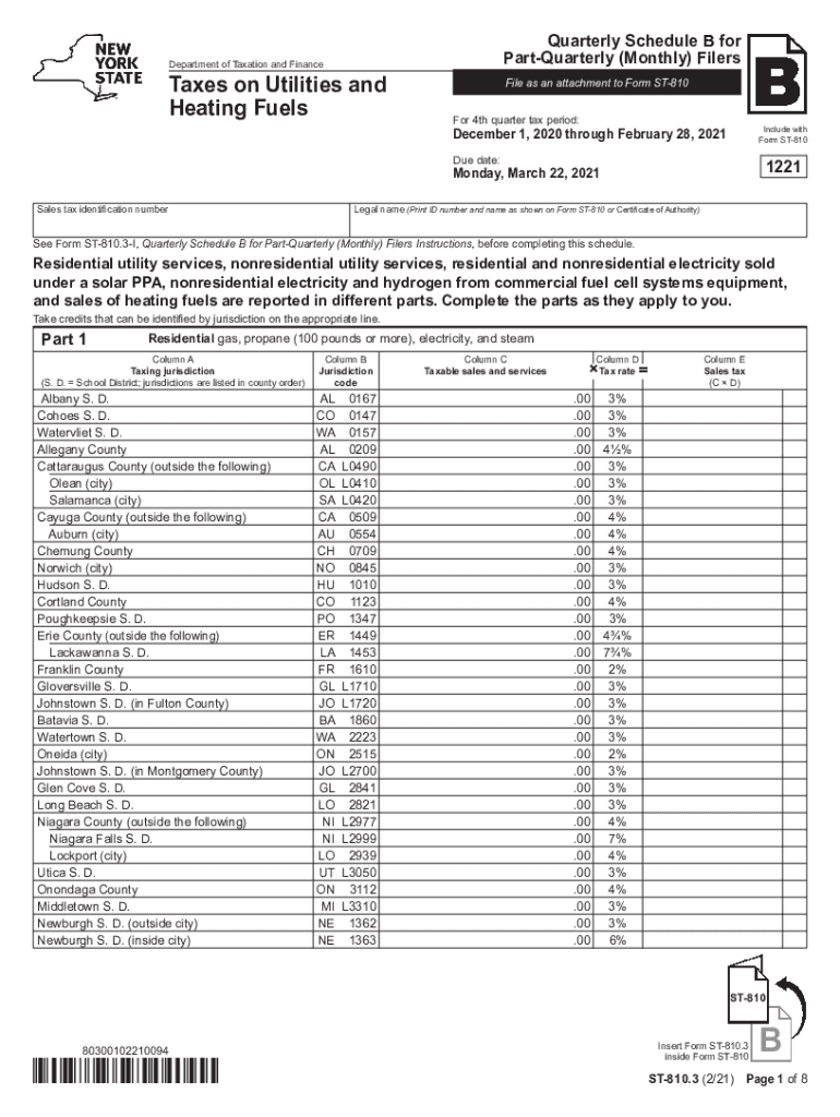 Fillable Online Form ST-810.3 Taxes on Utility and Heating Fuels ...