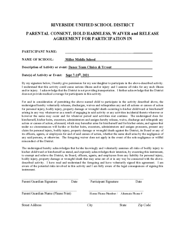 Fillable Online www.lawinsider.comclausewaiver-release-andWaiver, Release, and Agreement to Hold ...