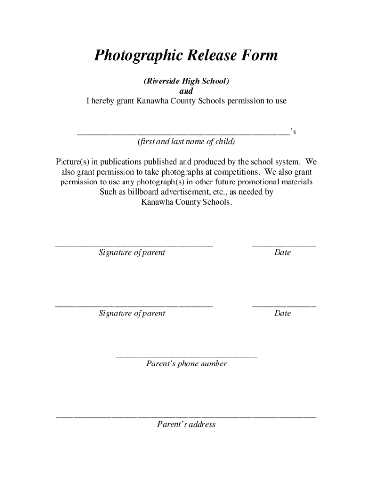 Fillable Online Photographic Release Form.doc Fax Email Print - pdfFiller