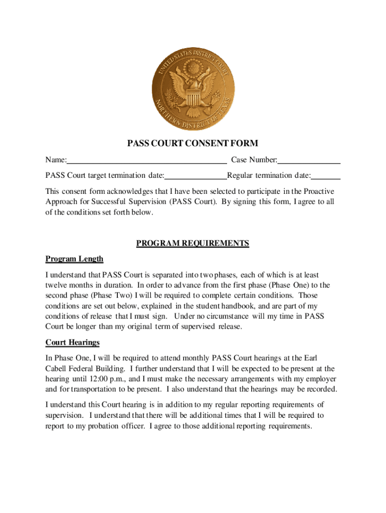 Fillable Online PASS COURT CONSENT FORM Fax Email Print - pdfFiller