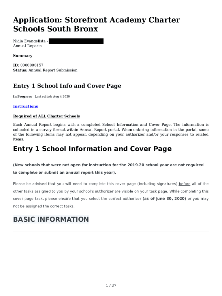 Fillable Online Application: Storefront Academy Charter Schools South ...