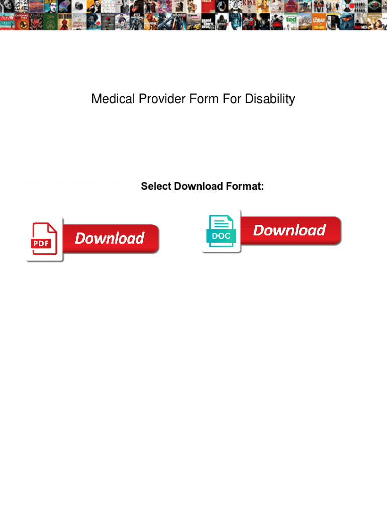 Fillable Online Medical Provider Form For Disability. Medical Provider ...