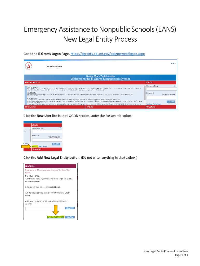 Fillable Online opi mt EANS New Legal Entity Request Process ...