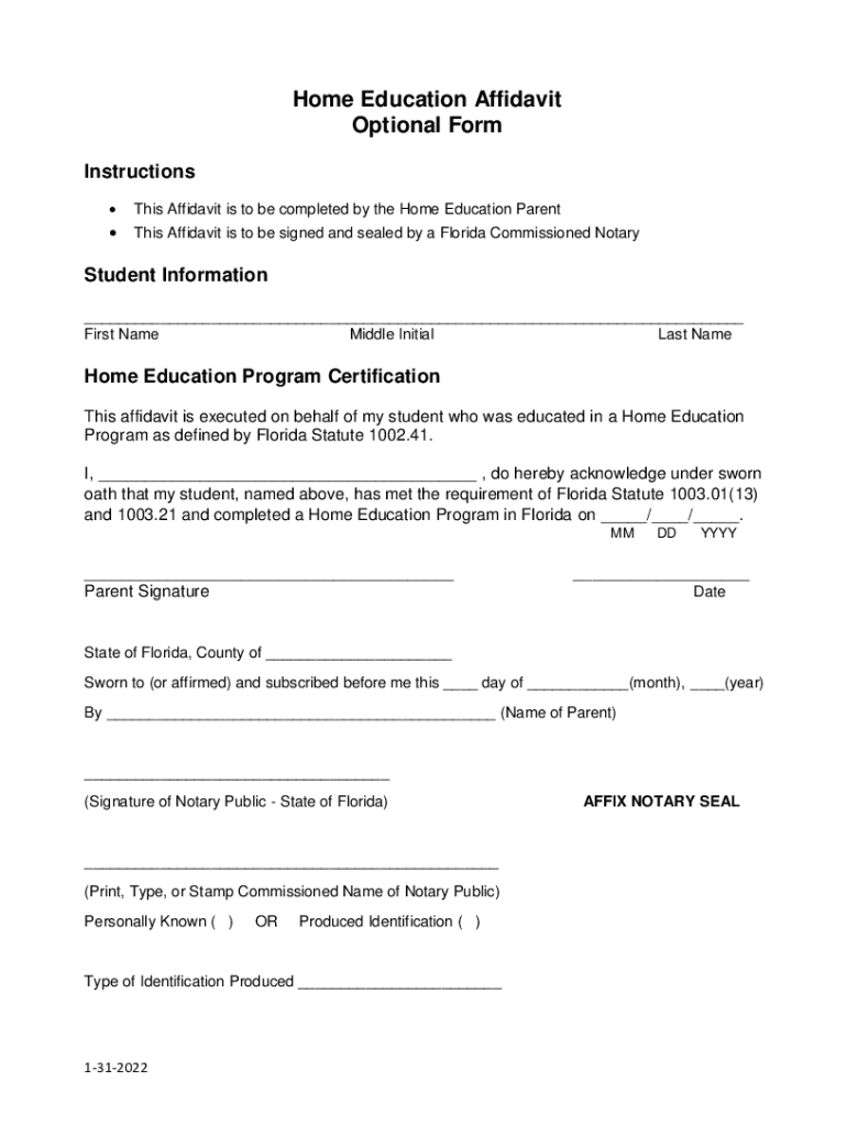 Fillable Online AffidavitsHomeschool PennsylvaniaAffidavitsHomeschool ...