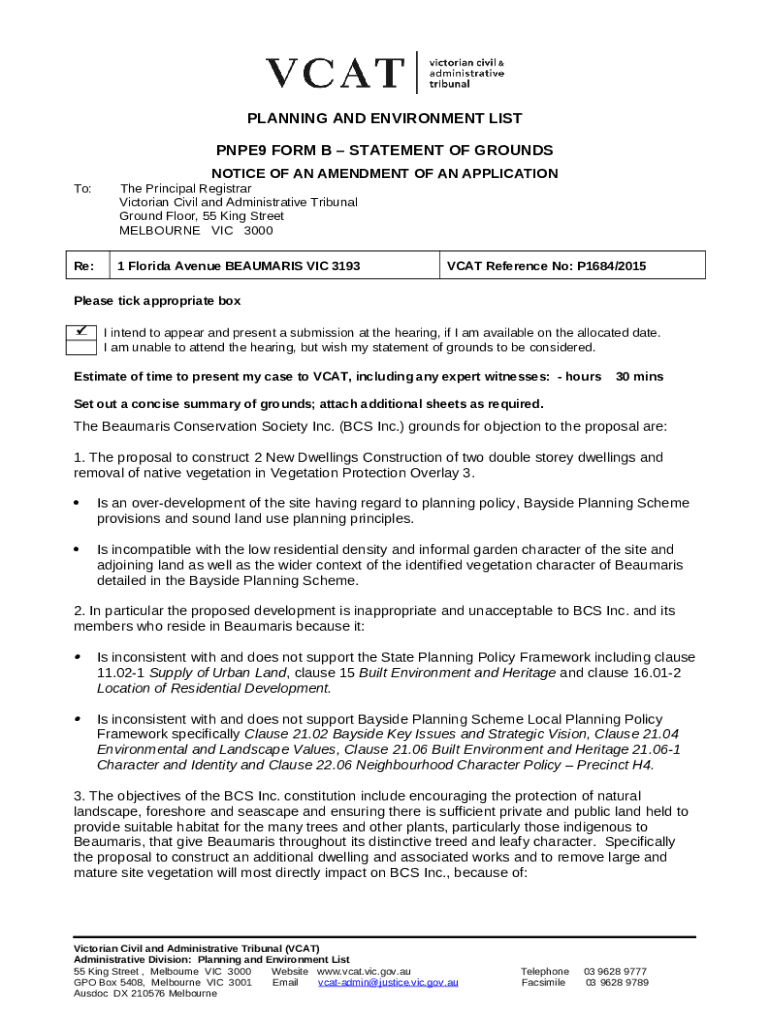 Practice Note PNPE9 B. Statement of Grounds Doc Template | pdfFiller