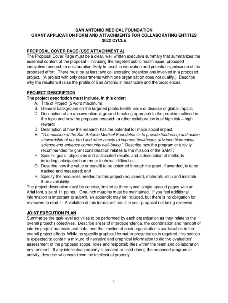 Fillable Online Collaborative Grant Applications - San Antonio Medical ...