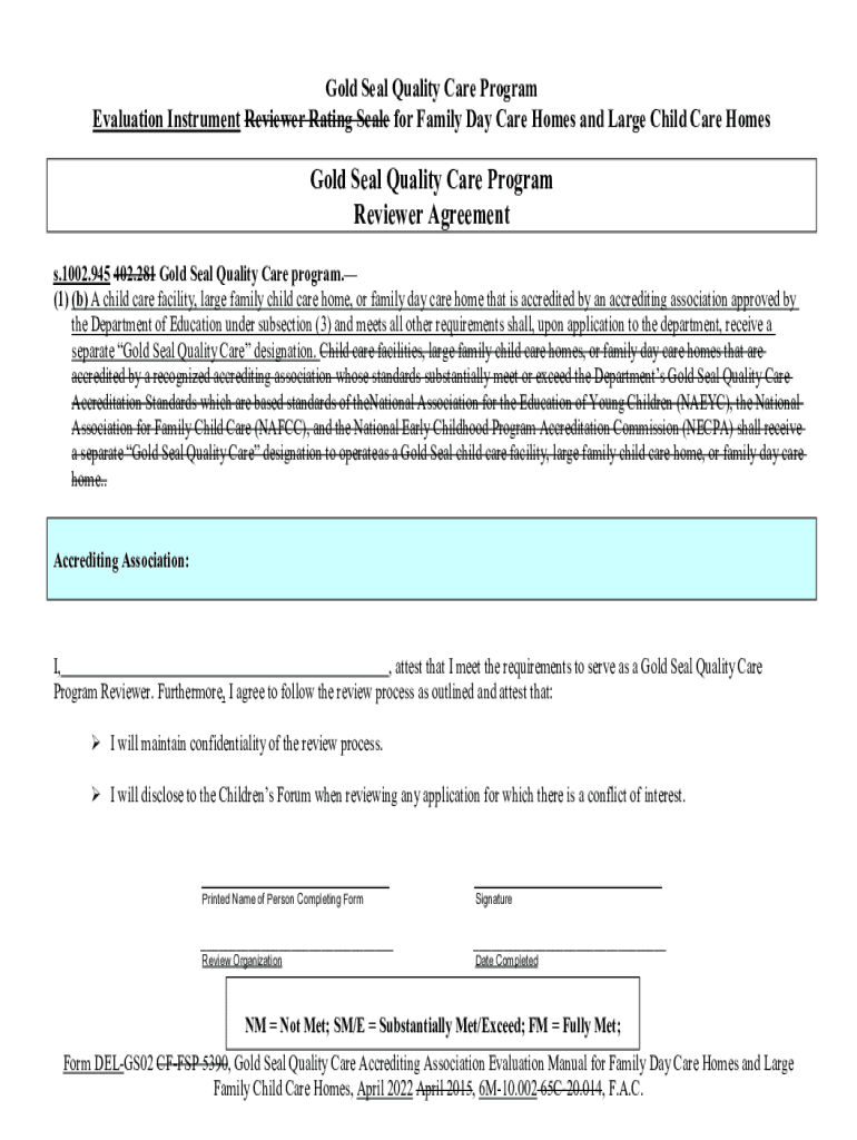 Fillable Online Form DEL-GS02 GS Quality Care Accred Assoc Eval for ...