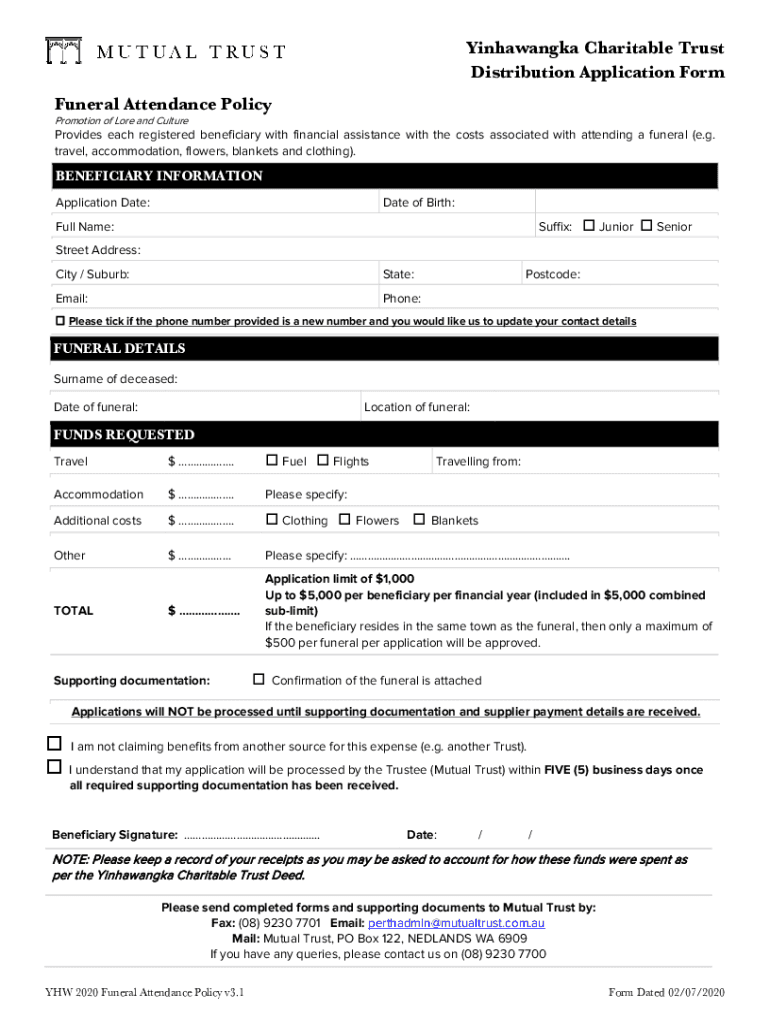 Fillable Online Fillable Online Yinhawangka Charitable Trust ...