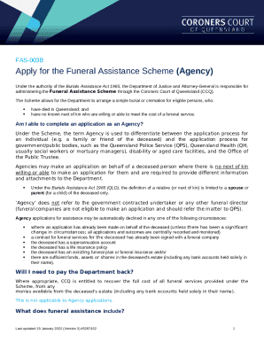 Apply for Funeral Assistance Scheme (Agency) Doc Template | pdfFiller