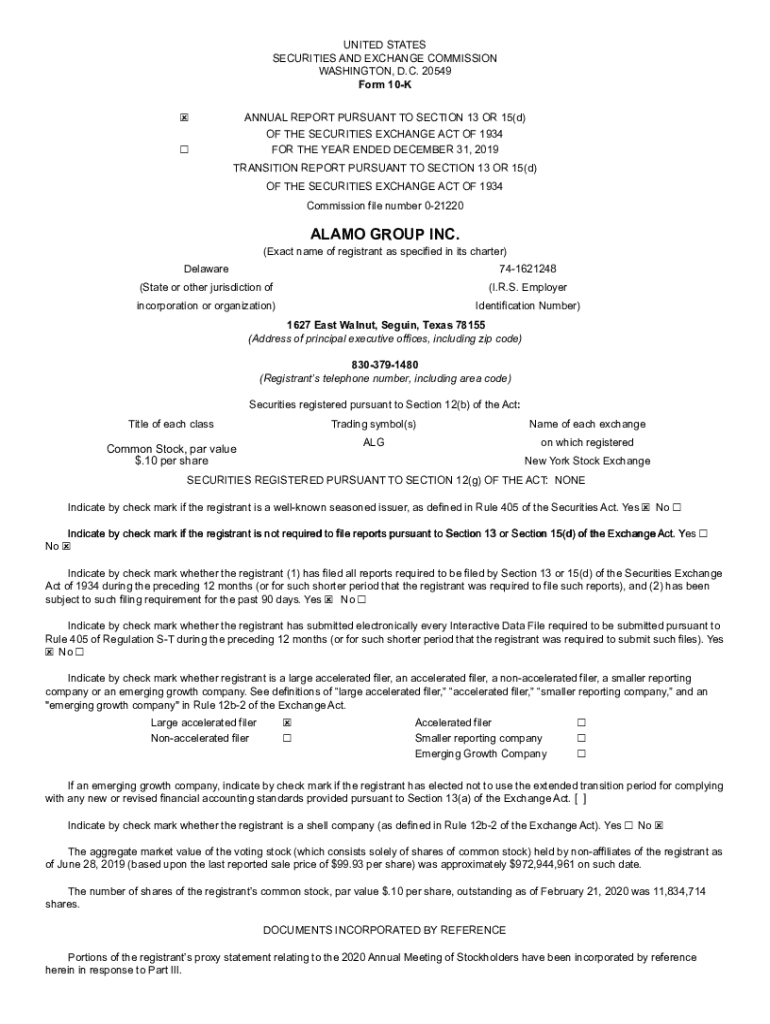 Fillable Online ALAMO GROUP INC. Fax Email Print - pdfFiller