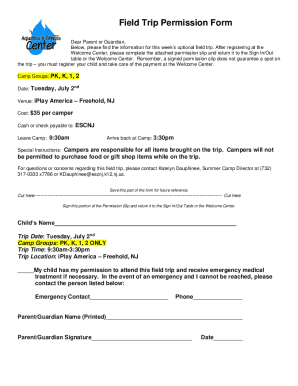 Fillable Online docs.google.comdocumentdField Trip Permission Template - Google Docs Fax Email ...