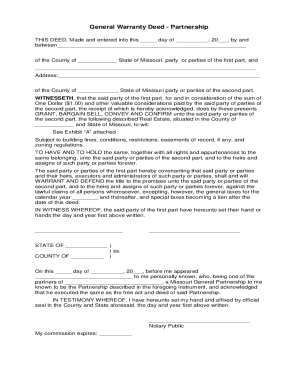 Fillable Online Free General Warranty Deed Form - PDFWordeForms Fax ...