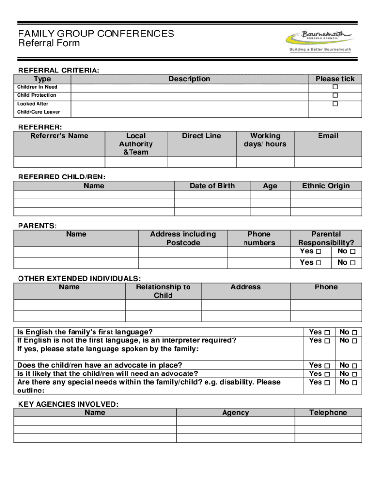 Fillable Online docest.comfamily-group-conference-referral-formFamily ...