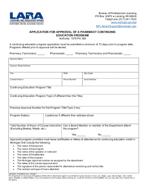 Fillable Online Pharmacy Tech CE Program Approval Fax Email Print - pdfFiller