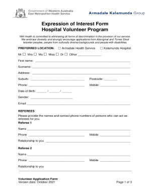 Fillable Online ahs.health.wa.gov.aumediaExpression of Interest Form ...