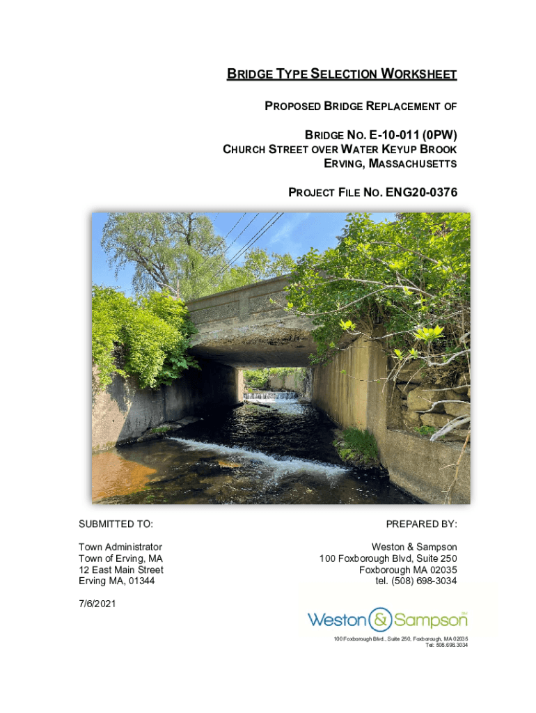 Fillable Online www.lawinsider.comclause706-bridge-type706 Bridge Type Selection Worksheet ...