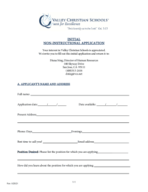 Fillable Online VCS Non-Instructional Application Part I Fax Email Print - pdfFiller