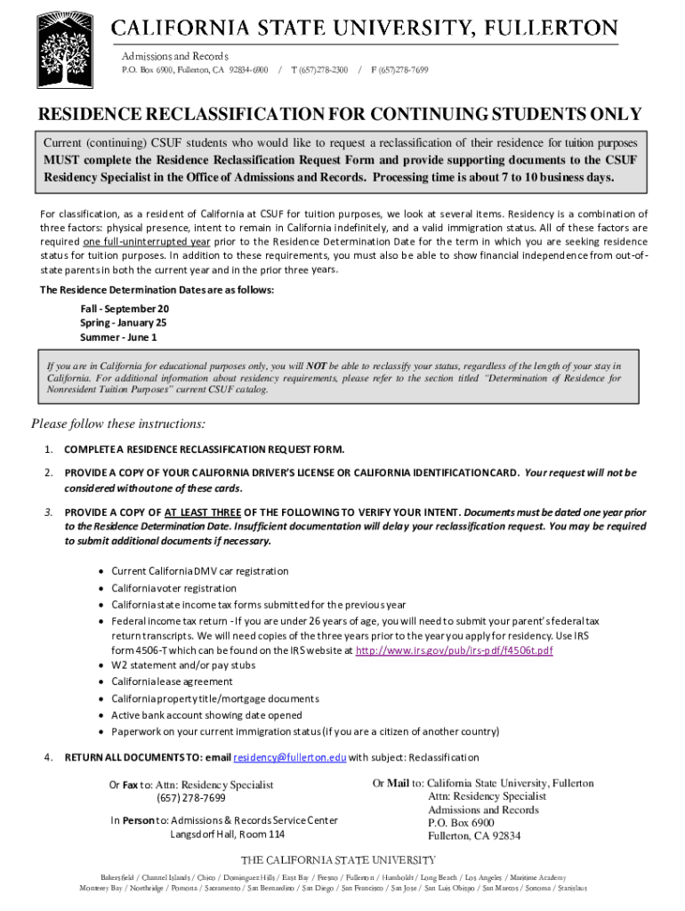 Fillable Online arsftpdev fullerton www.fullerton.eduadmissionsstaffP.O. Box 6900, Fullerton, CA ...