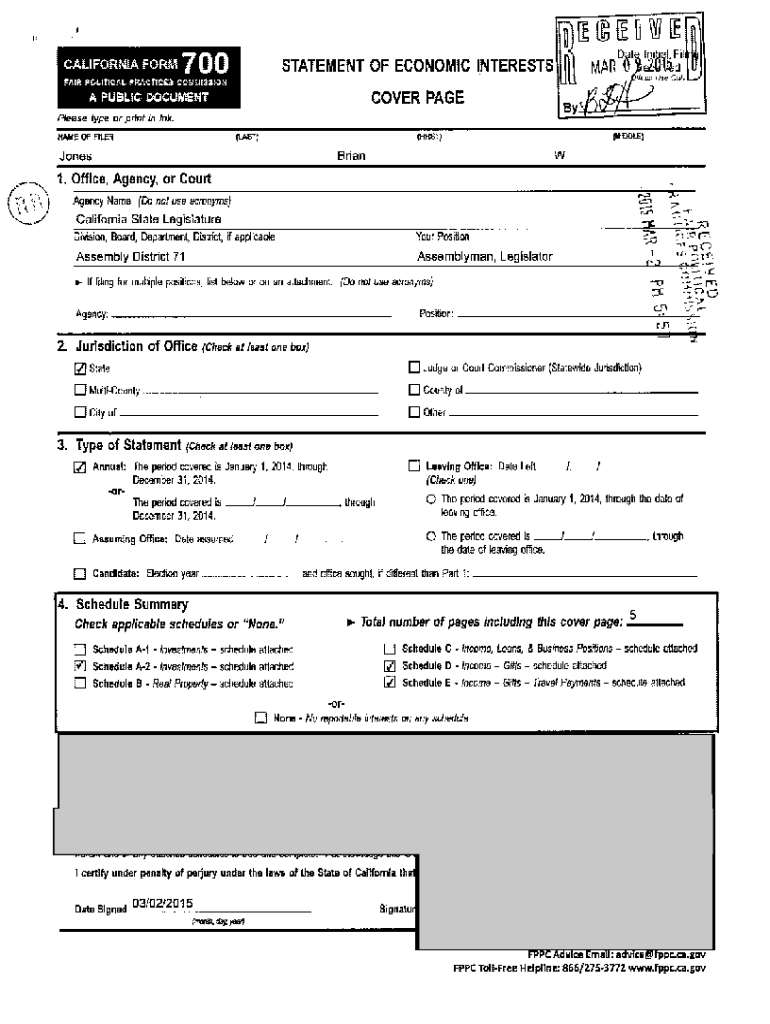 Fillable Online www.cirm.ca.govsitesdefaultCALIFORNIA FORM 700 FAIR ...