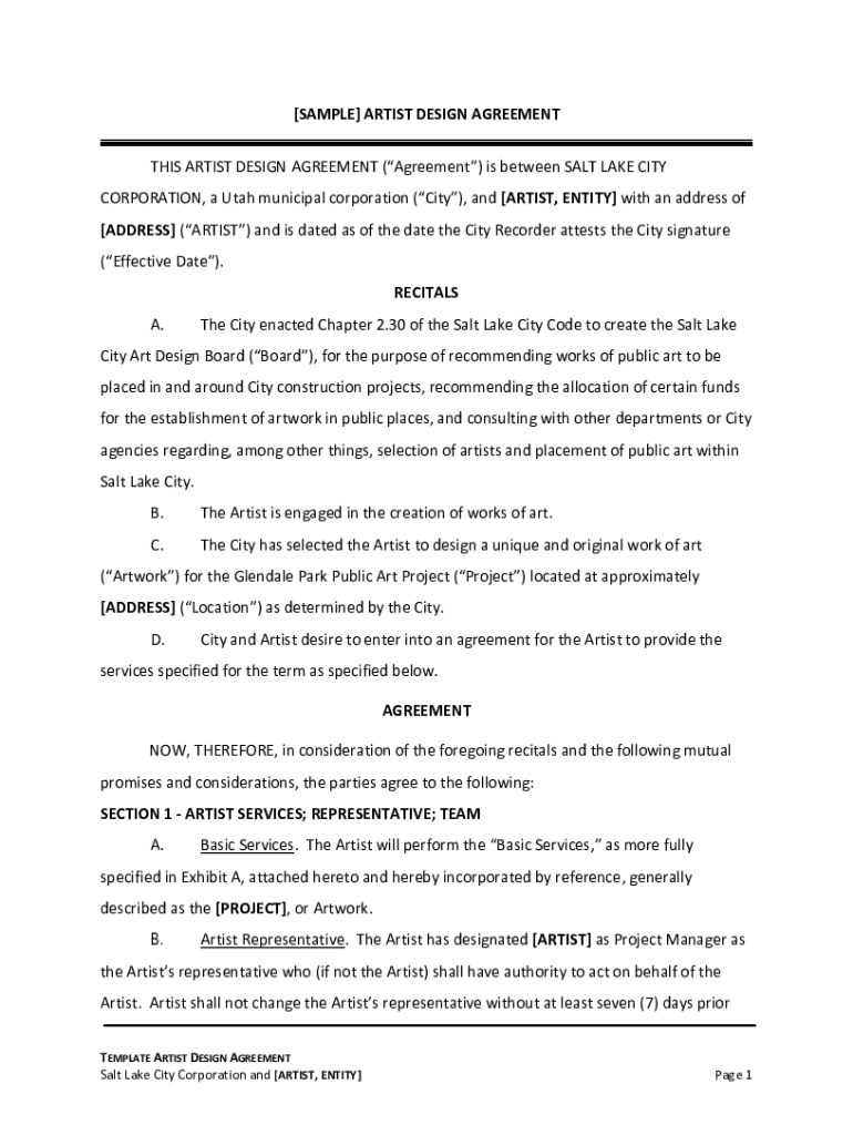 Fillable Online www.template.netbusinessagreements11+ Sample Artist ...